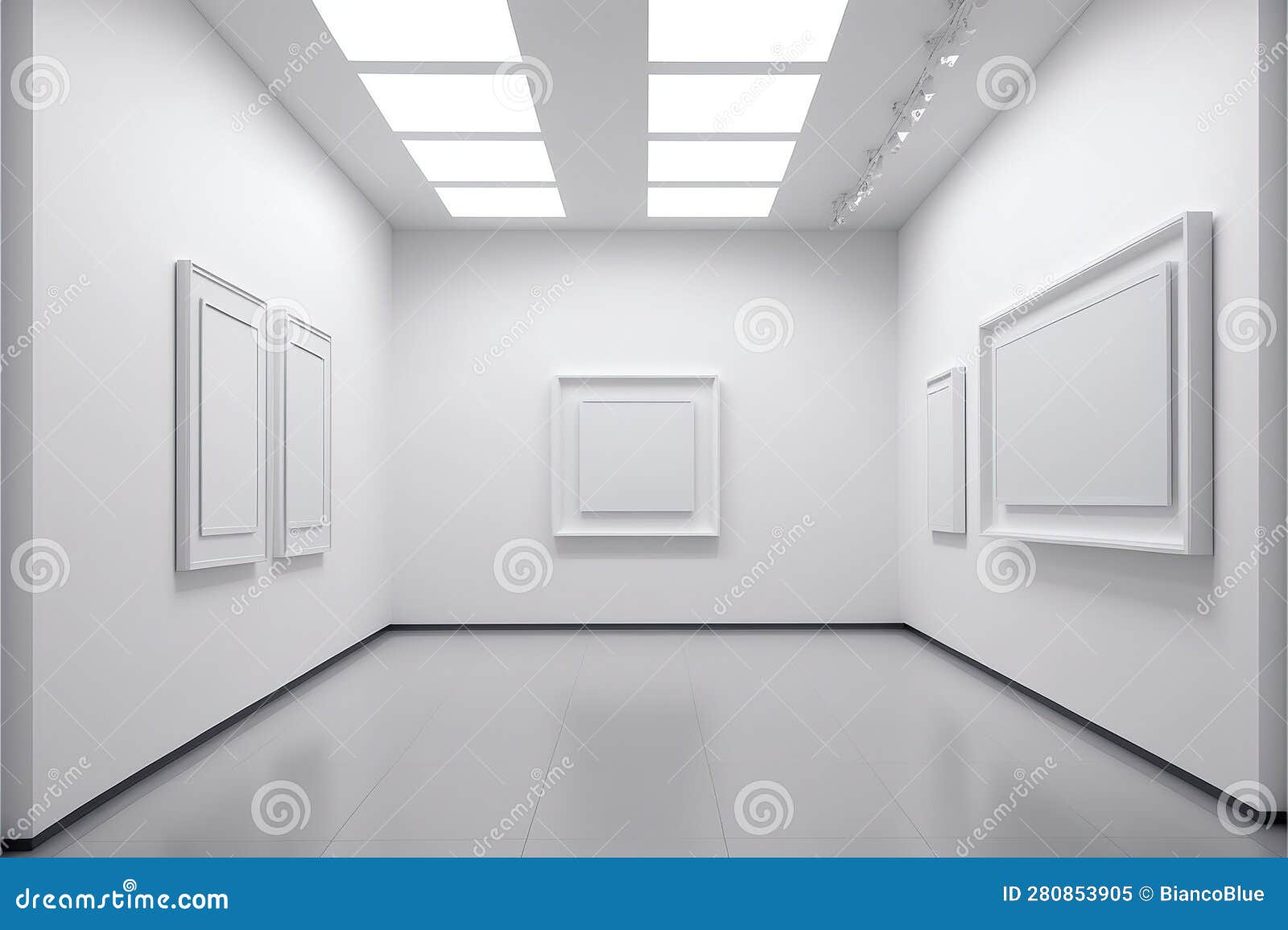 Minimalistic Interior Design with Plain White Room of Museum Stock ...