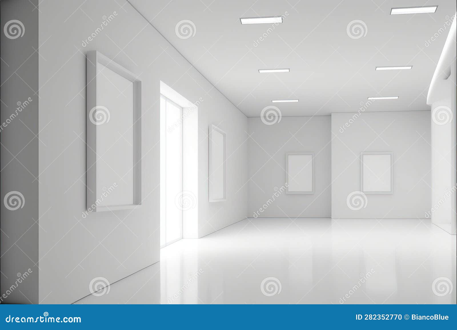 Minimalistic Interior Design with Plain White Room of Museum Stock ...