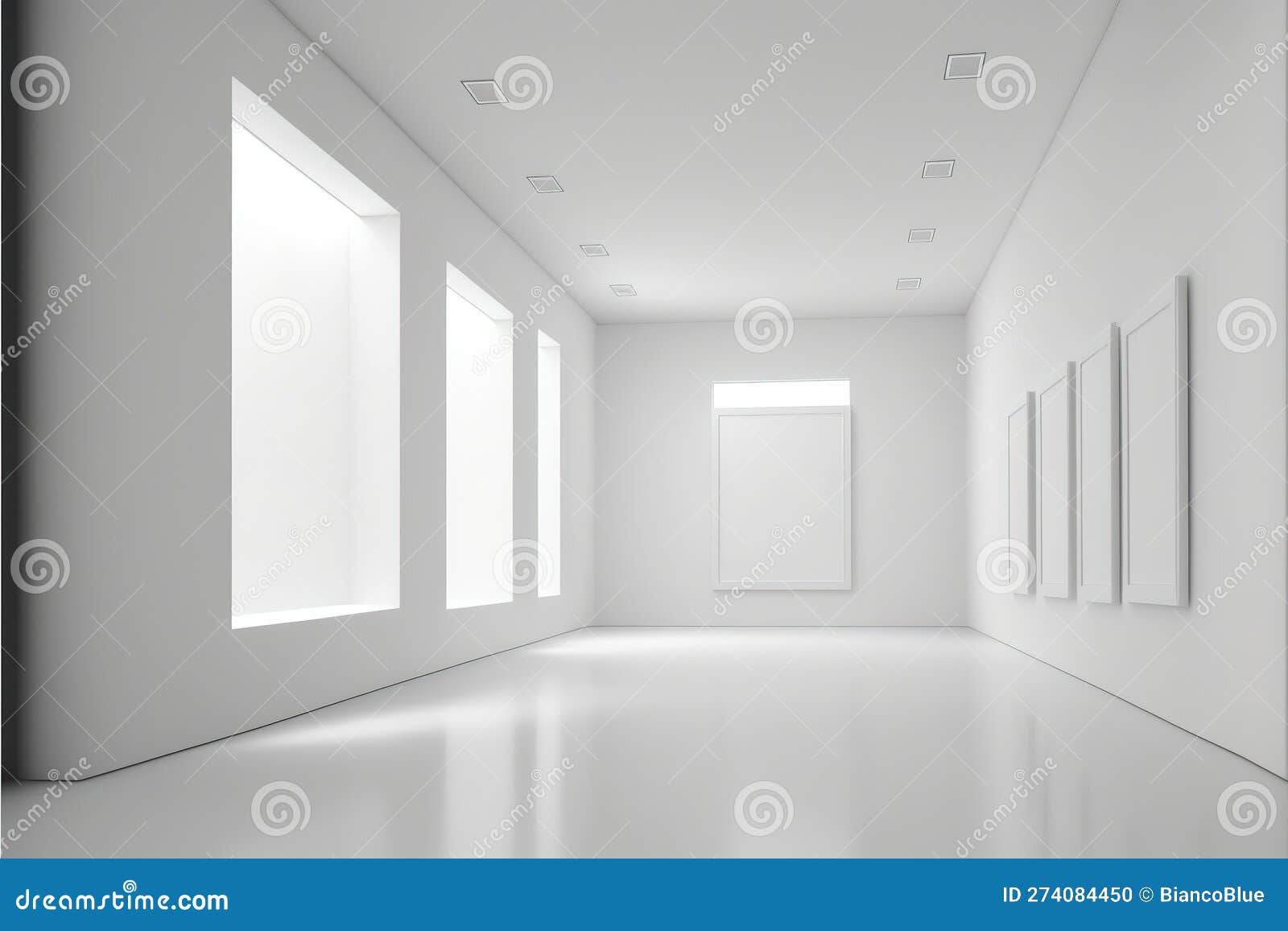 Minimalistic Interior Design with Plain White Room of Museum Stock ...