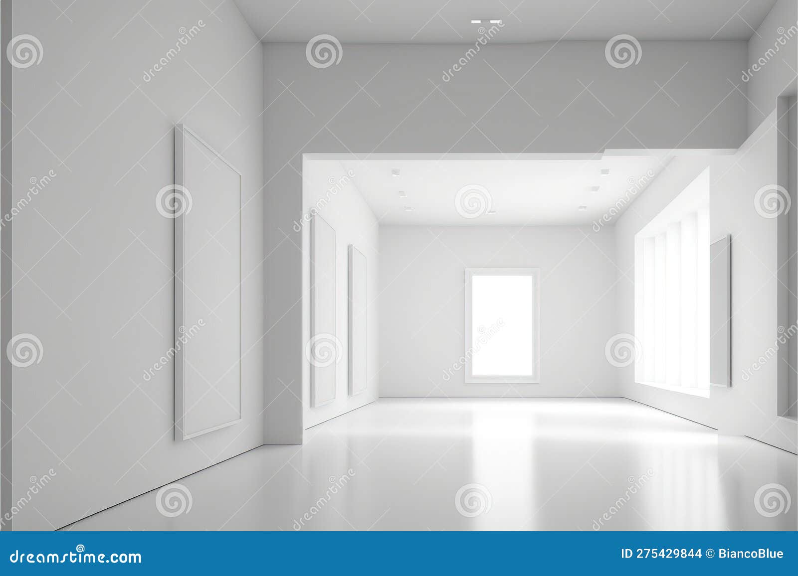 Minimalistic Interior Design with Plain White Room of Museum Stock ...
