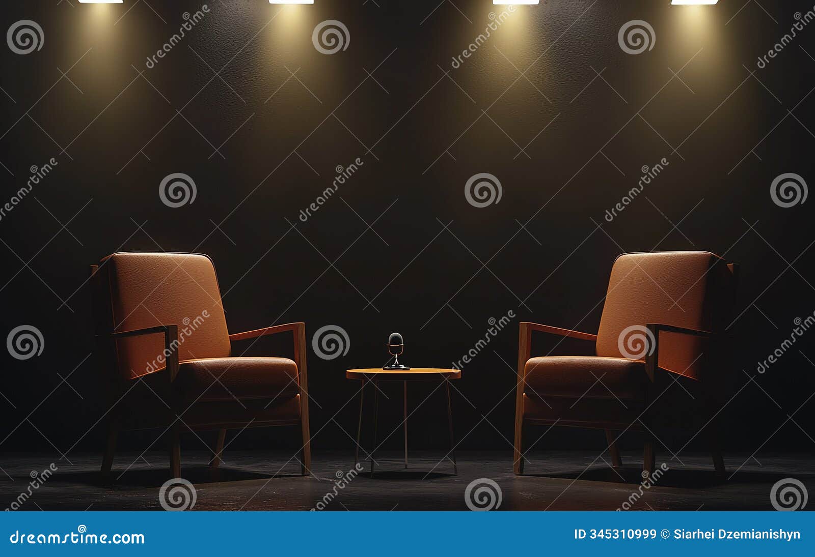 A Minimalistic Interview Setup with Two Brown Chairs, a Small Table ...