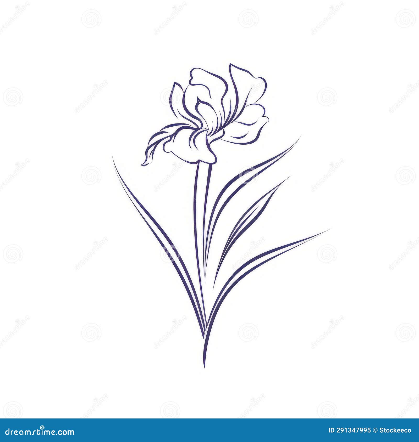Minimalistic Iris Flower Illustration: Trendy Tattoo Design Stock ...
