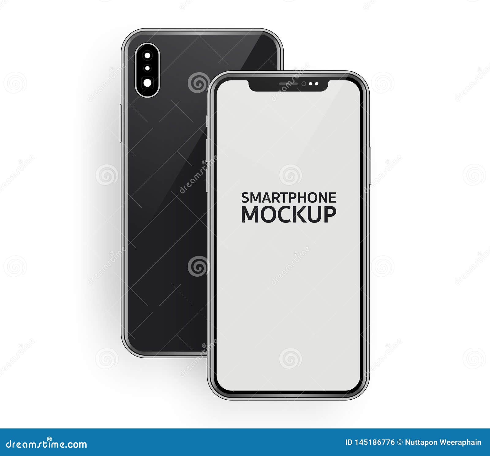 Minimalistic Isometric Illustration of Smartphone Front and Back ...