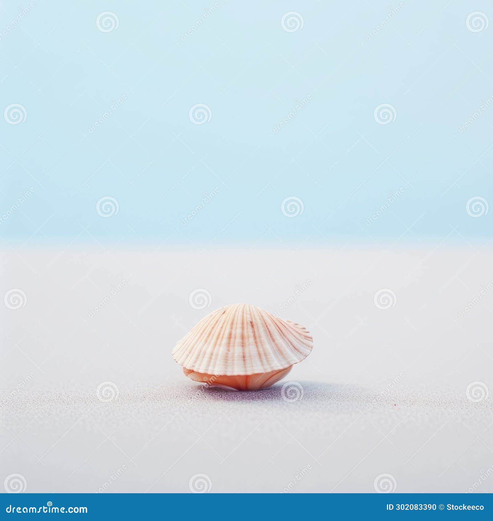Minimalistic Japanese Shell with Blue Sky on White Surface Stock ...