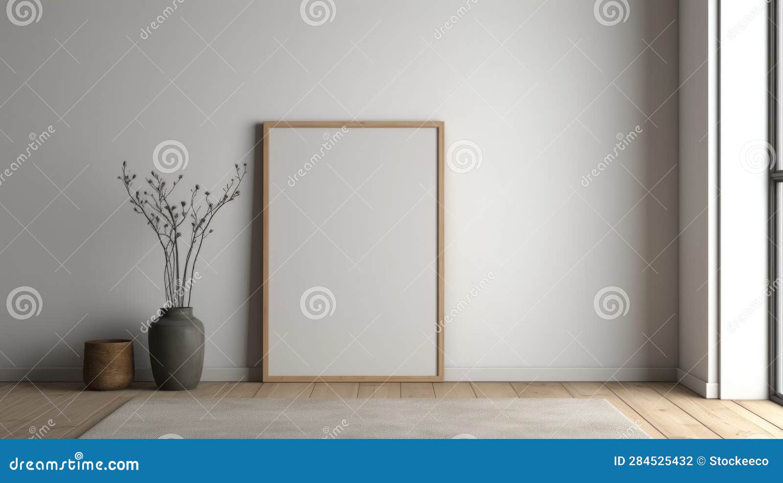 Minimalistic Japanese Style Blank Poster on White Wall in Empty Room ...