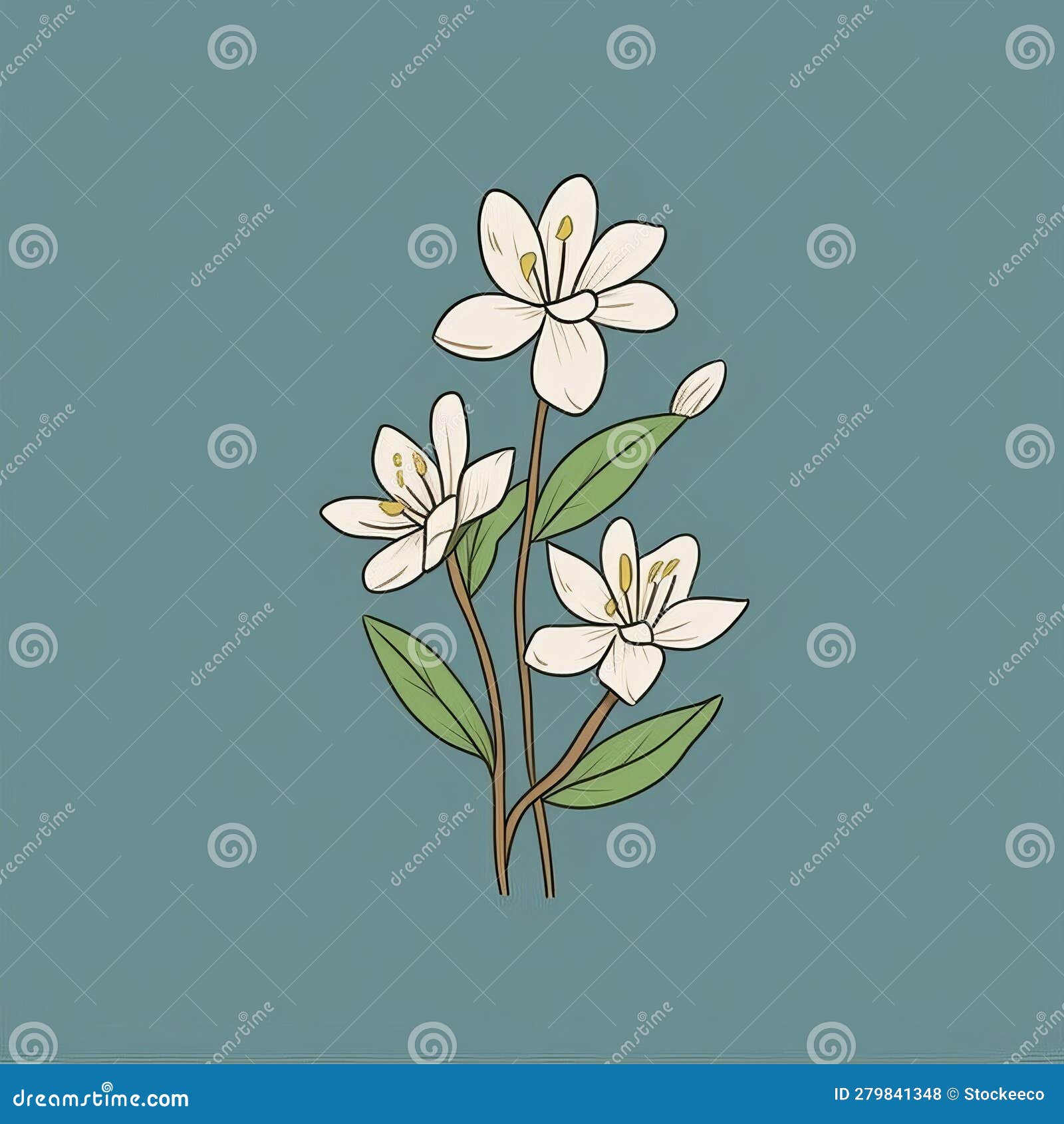 Minimalistic Jasmine Vector Graphics Stock Illustration - Illustration ...