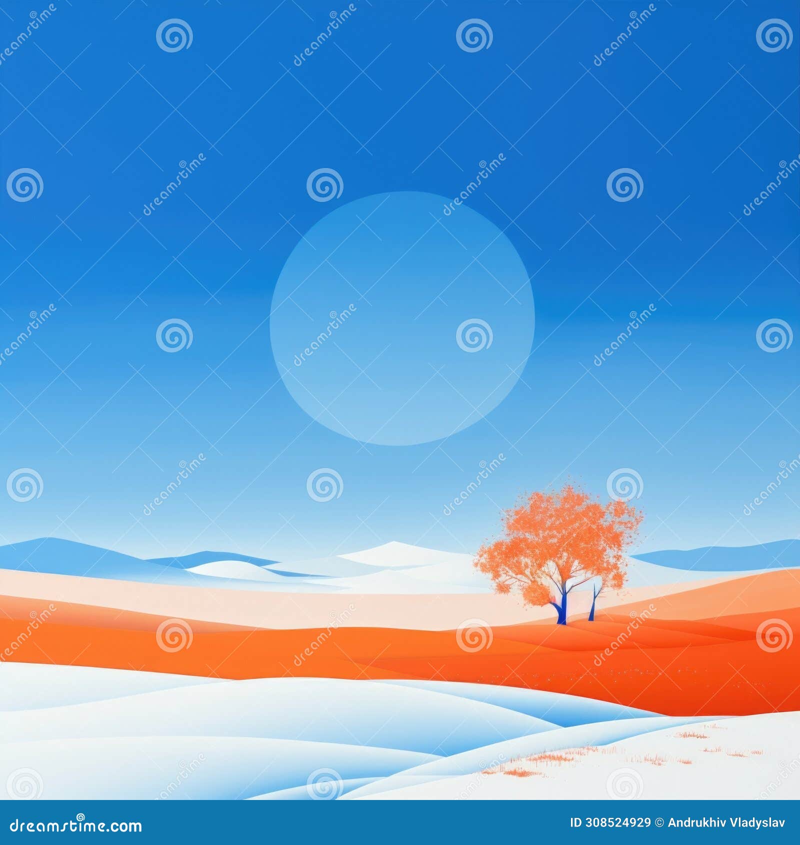 Minimalistic Landscape in Complementary Colors - Blue and Orange Stock ...