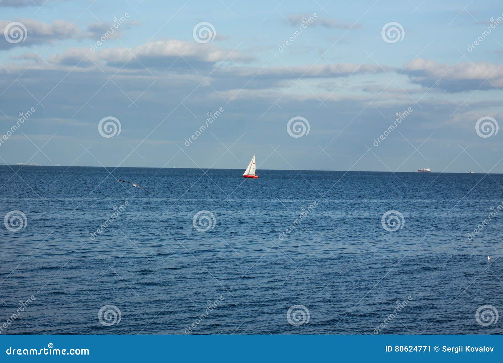 Minimalistic Landscape with Sailing Ship Stock Image - Image of harbour ...