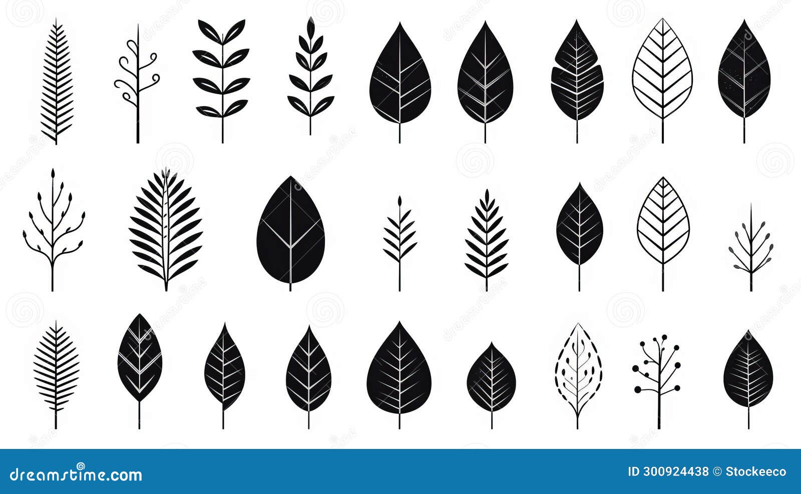 Minimalistic Leaf and Branch Patterns with Personal Iconography Stock ...