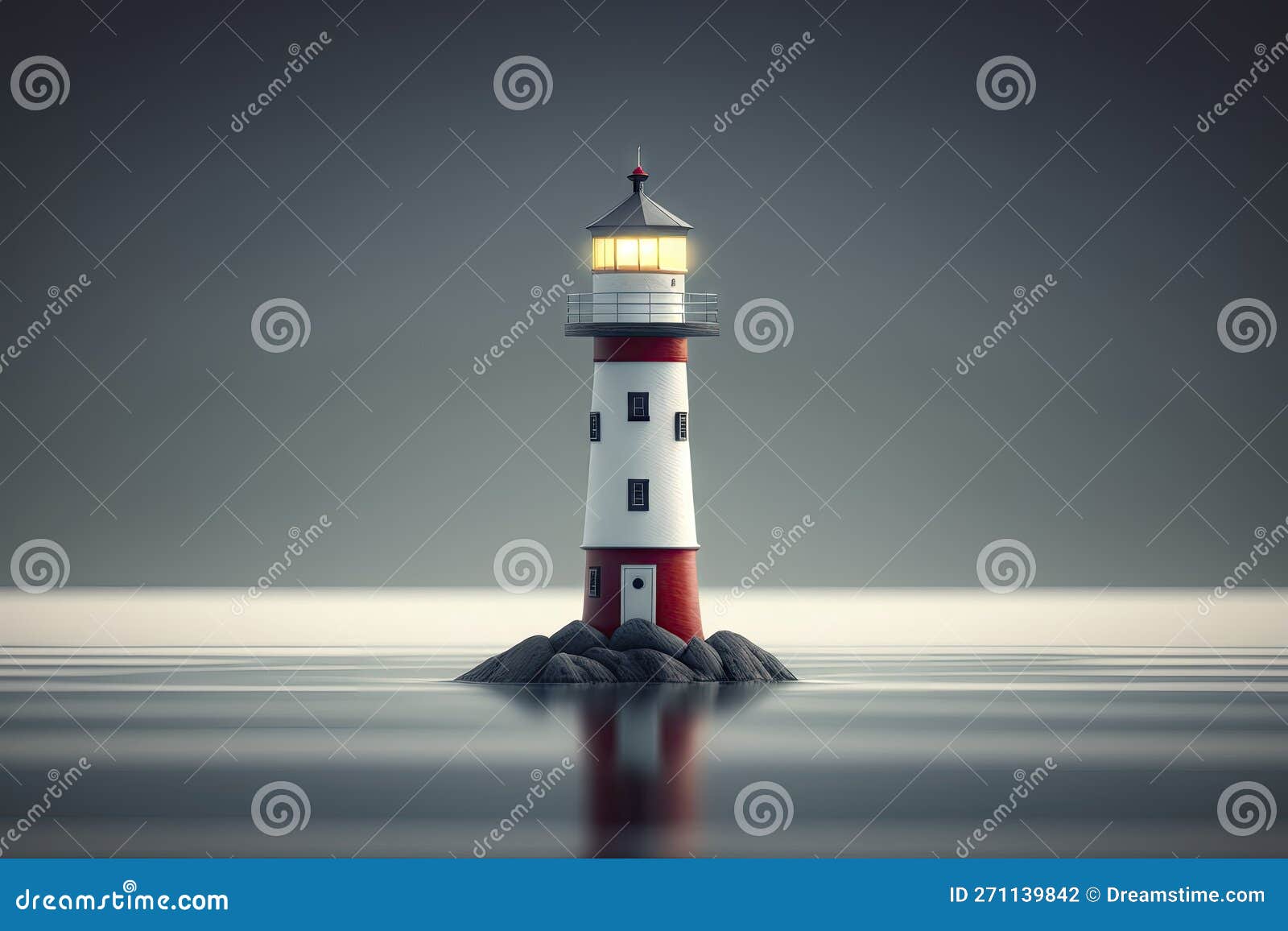 Minimalistic Lighthouse in the Sea Stock Illustration - Illustration of ...