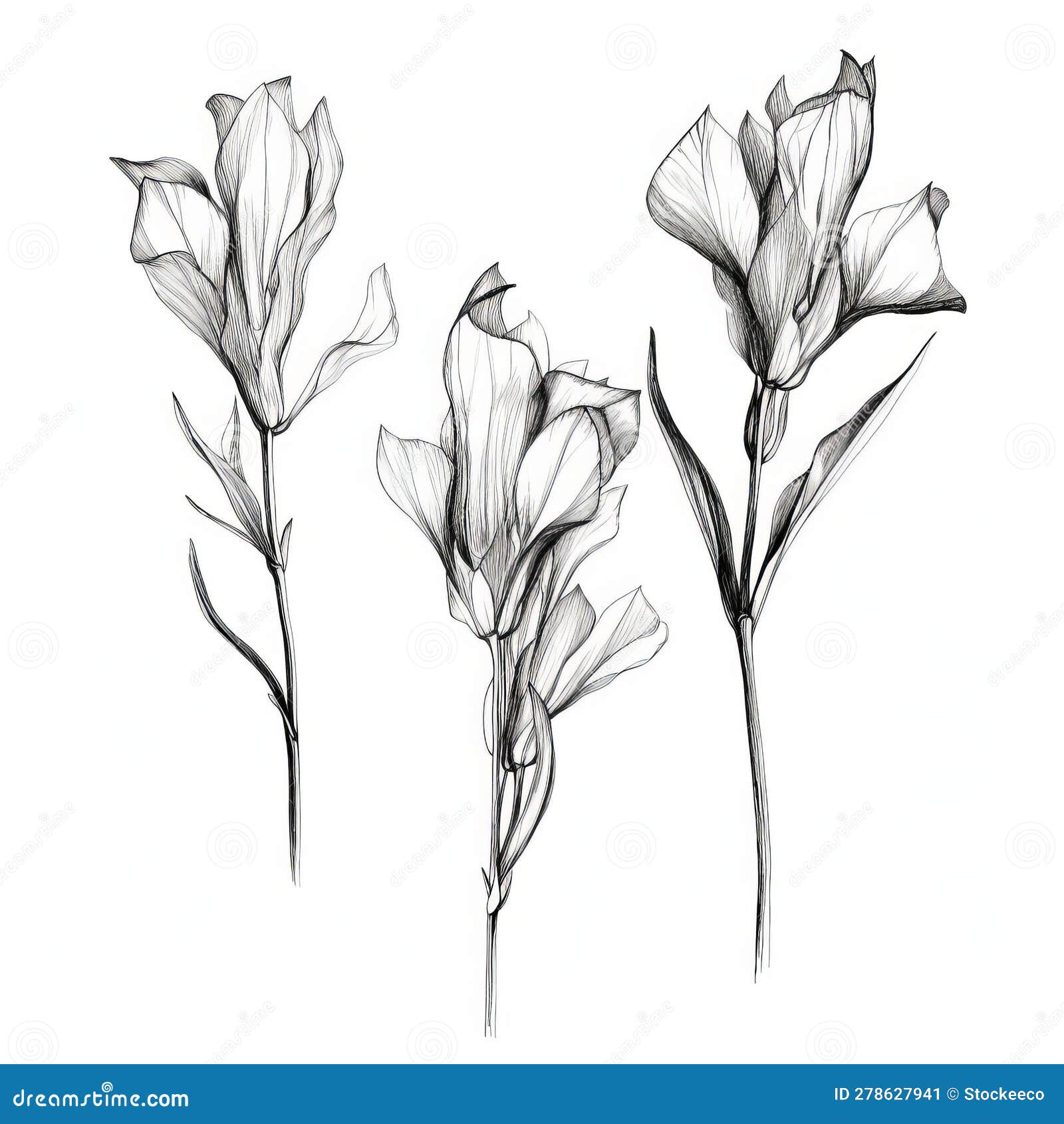 Minimalistic Lily Snapdragon Line Drawing Stock Illustration ...
