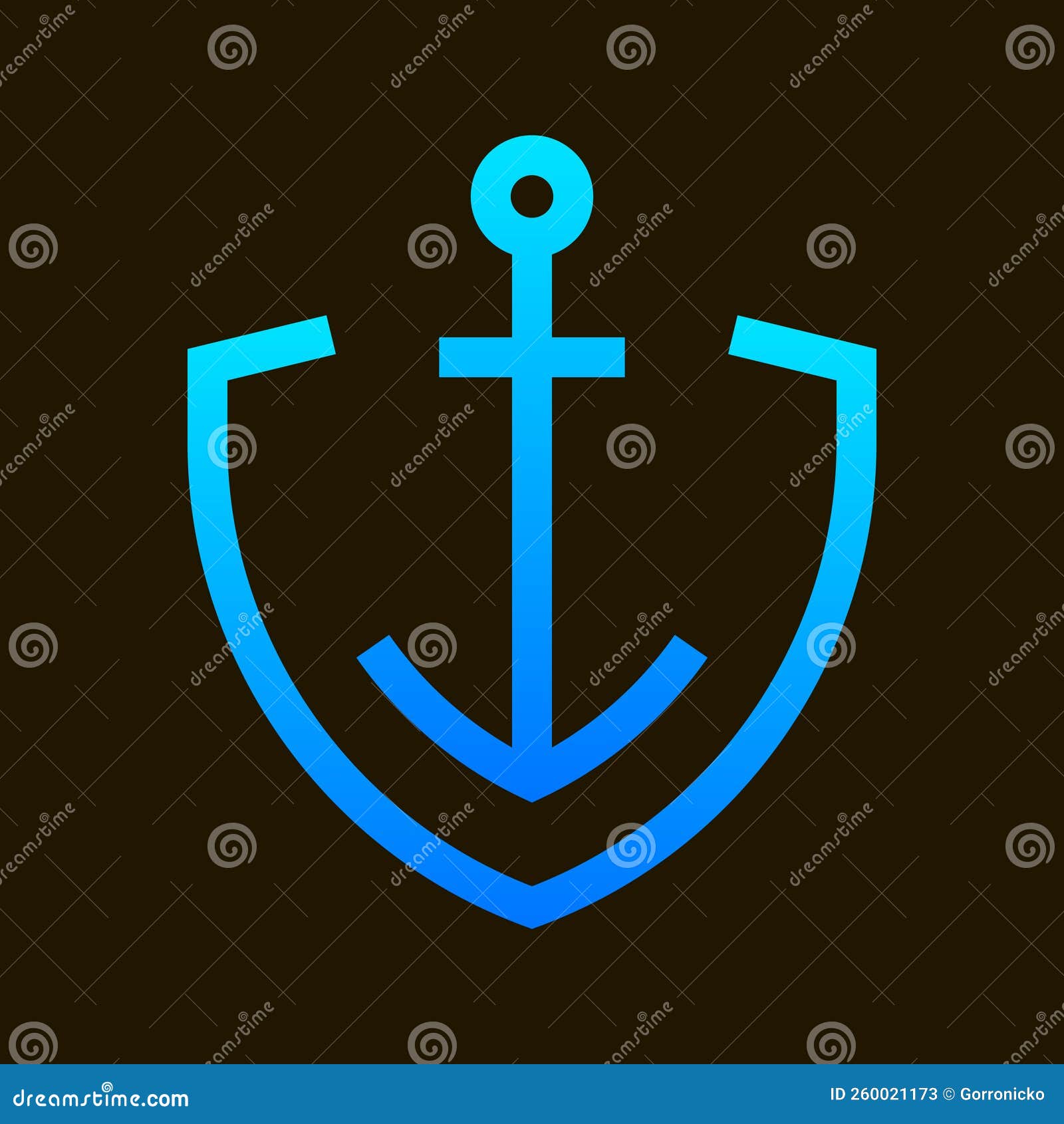 Line Art Abstract Blue Sign of Anchor on Shield Stock Illustration ...