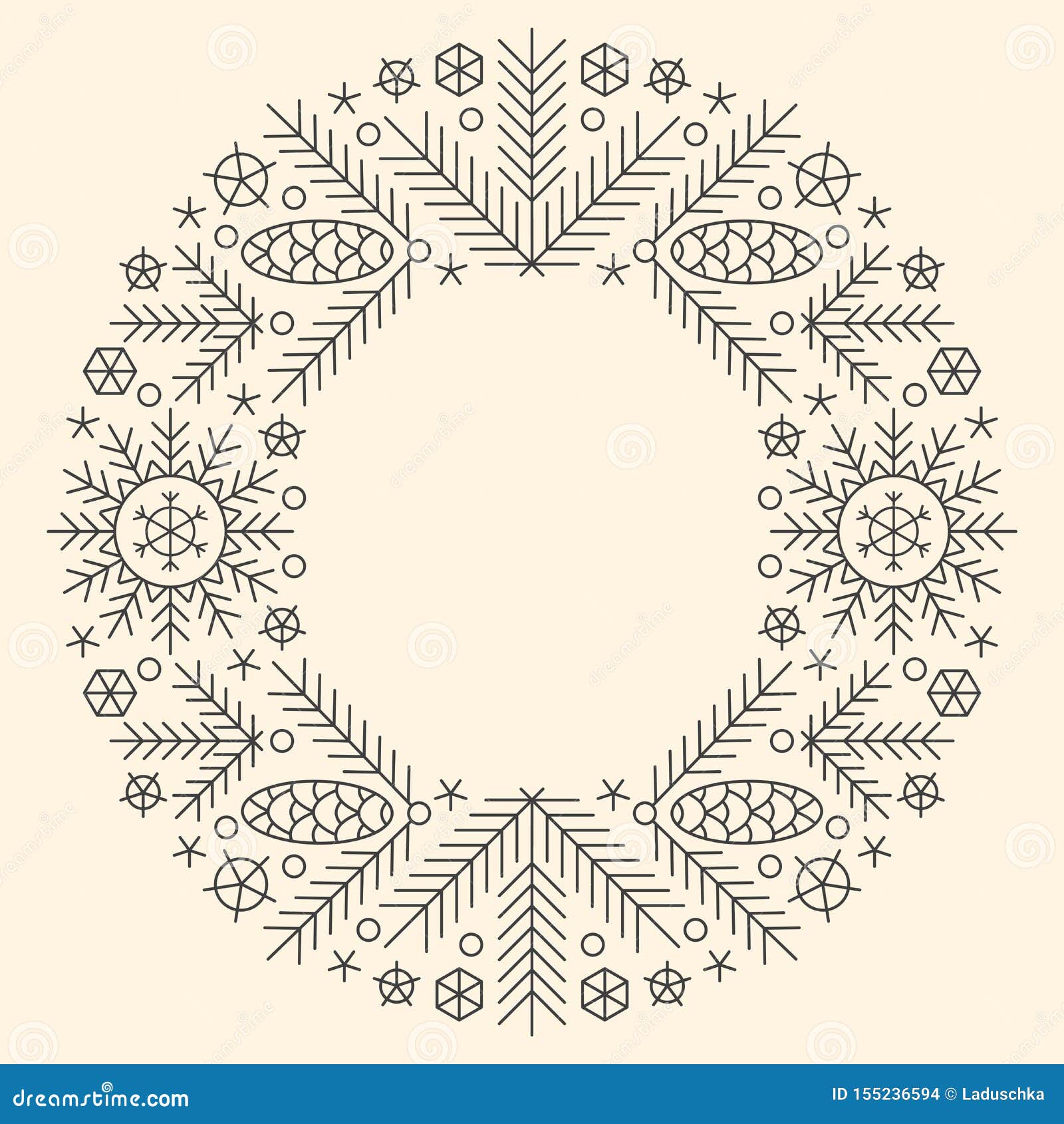 Minimalistic Linear Christmas Ornament Stock Vector - Illustration of ...