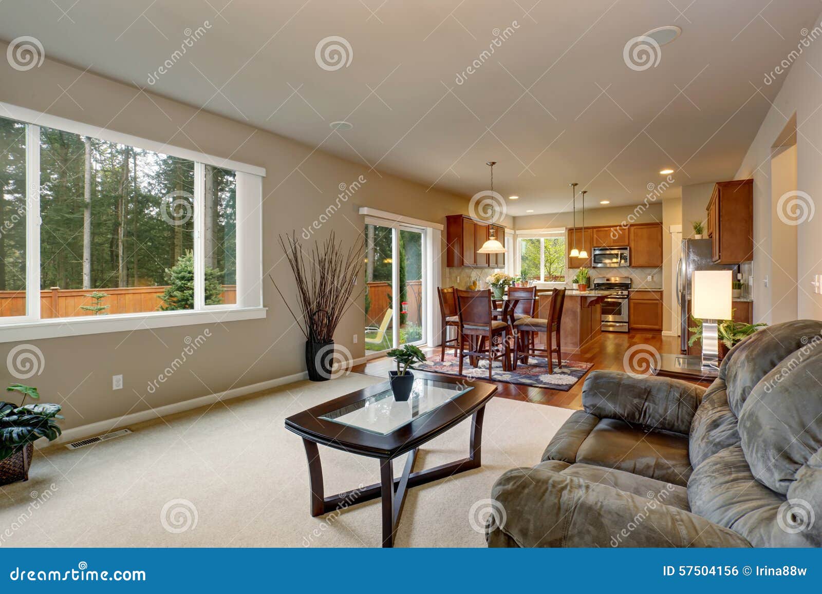 Minimalistic Living Room with White Carpet. Stock Photo - Image of ...