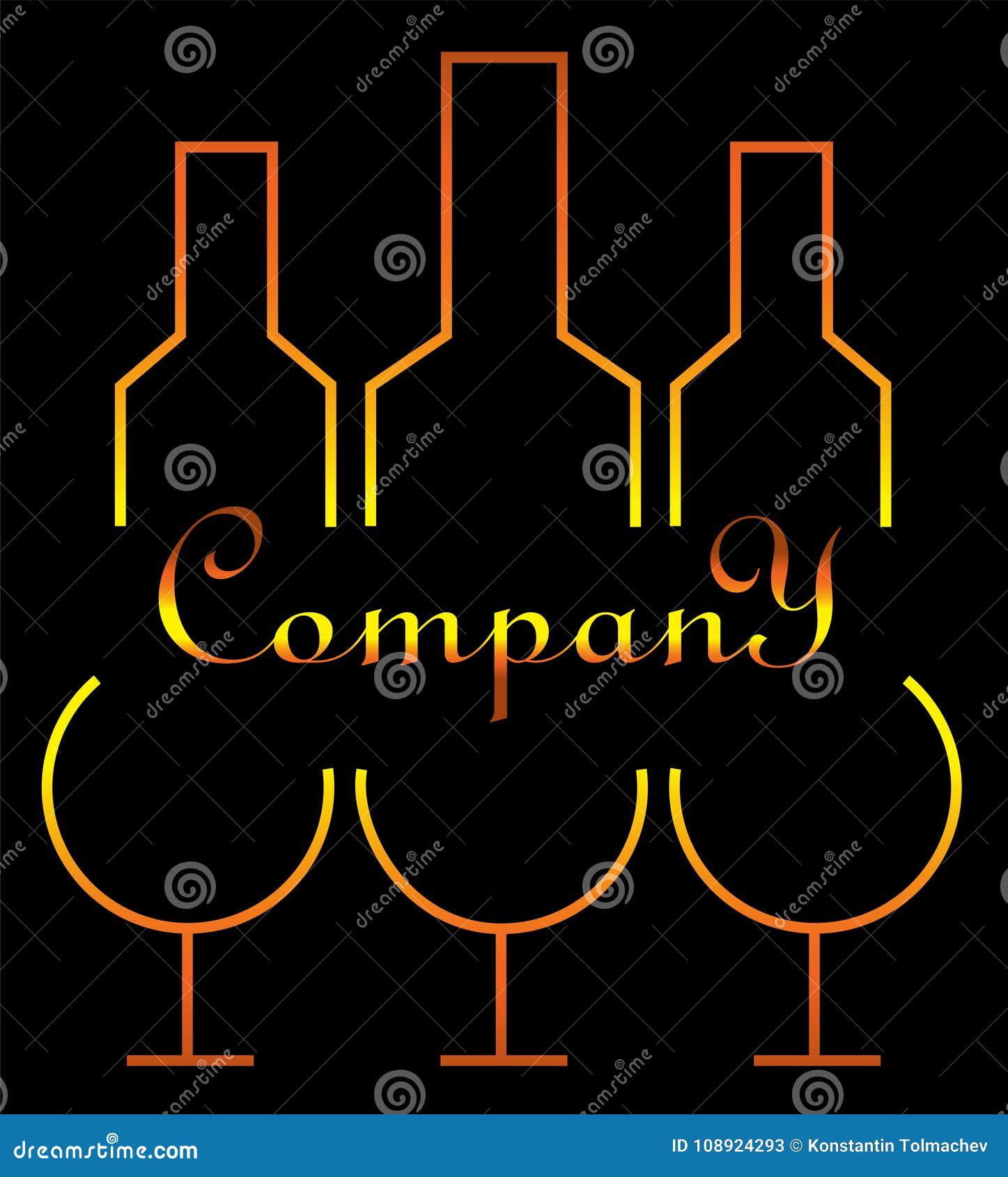 Minimalistic Logo for Alcohol Business Three Glasses and Bottles Design ...