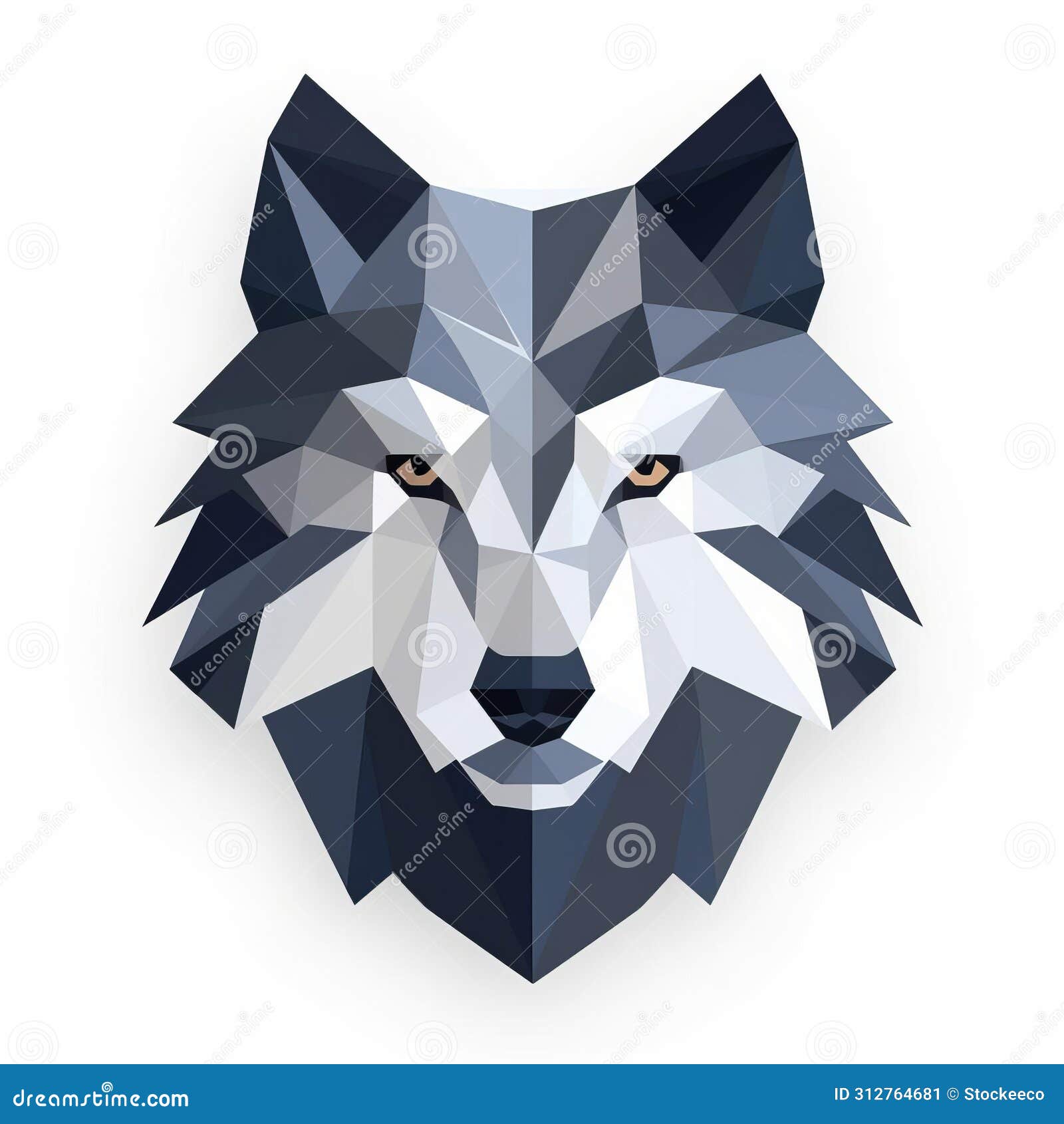 Minimalistic Low Poly Wolf Icon in Dark Navy and Light Gray Stock ...