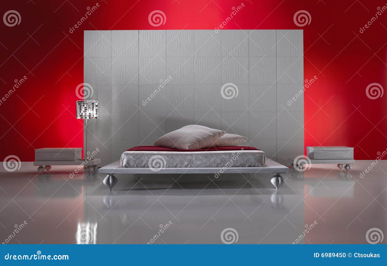 Minimalistic Luxurious Bedroom Front View Stock Photo - Image of bright ...