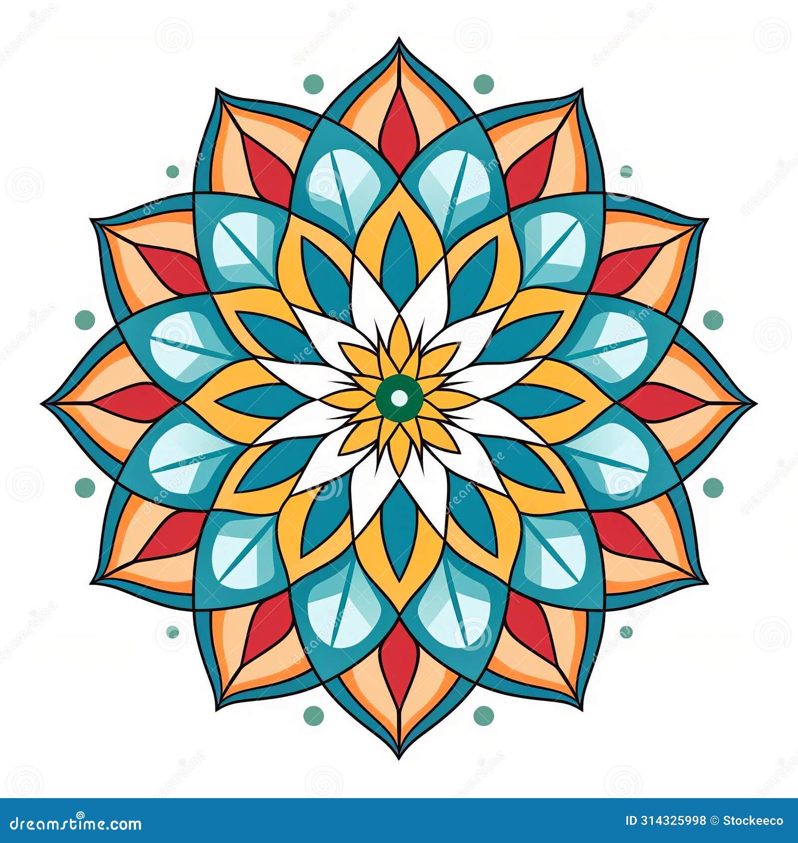 Minimalistic Mandalas Icon Pattern on White Background with Colorful ...