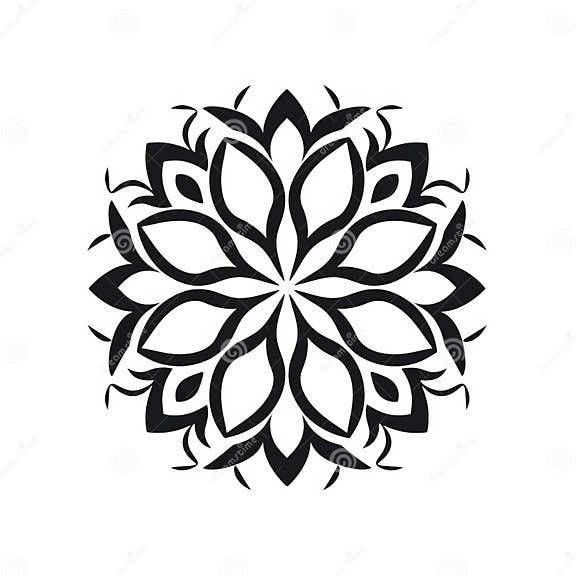 Minimalistic Mandalas Pattern Icon on White Background Stock ...