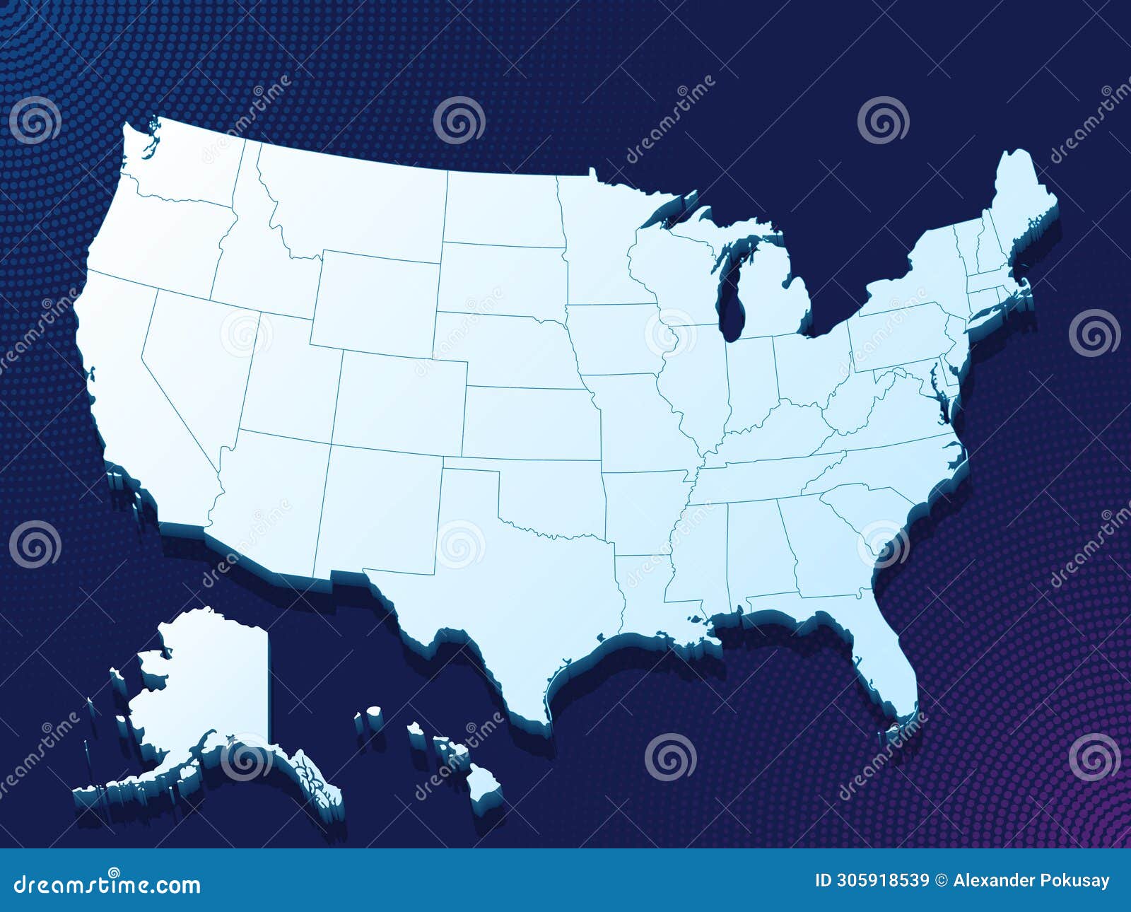 Minimalistic Map of USA Blue Color on White Vector Stock Vector ...