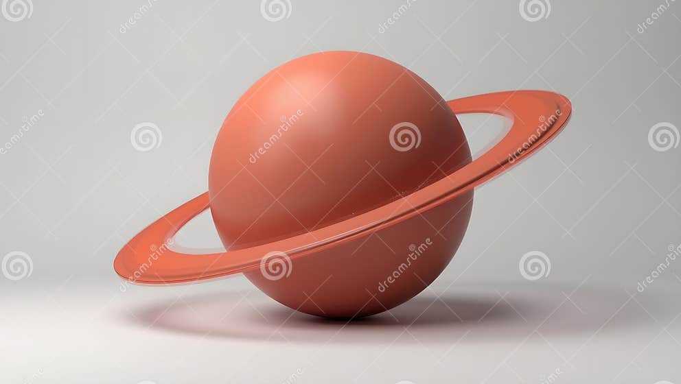Minimalistic Mars Model with Dusty Rose Rings on Light Gray Backdrop ...