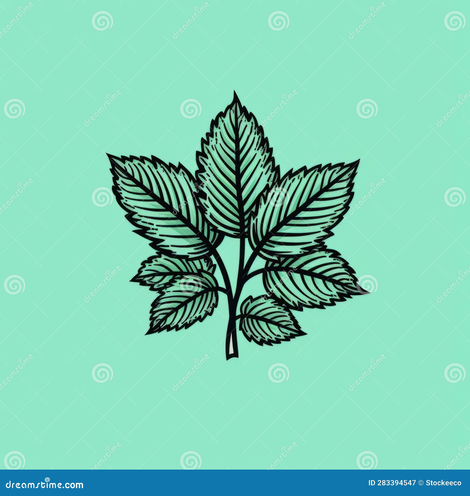 Minimalistic Mint Leaf Vector Graphic Illustration Stock Illustration ...