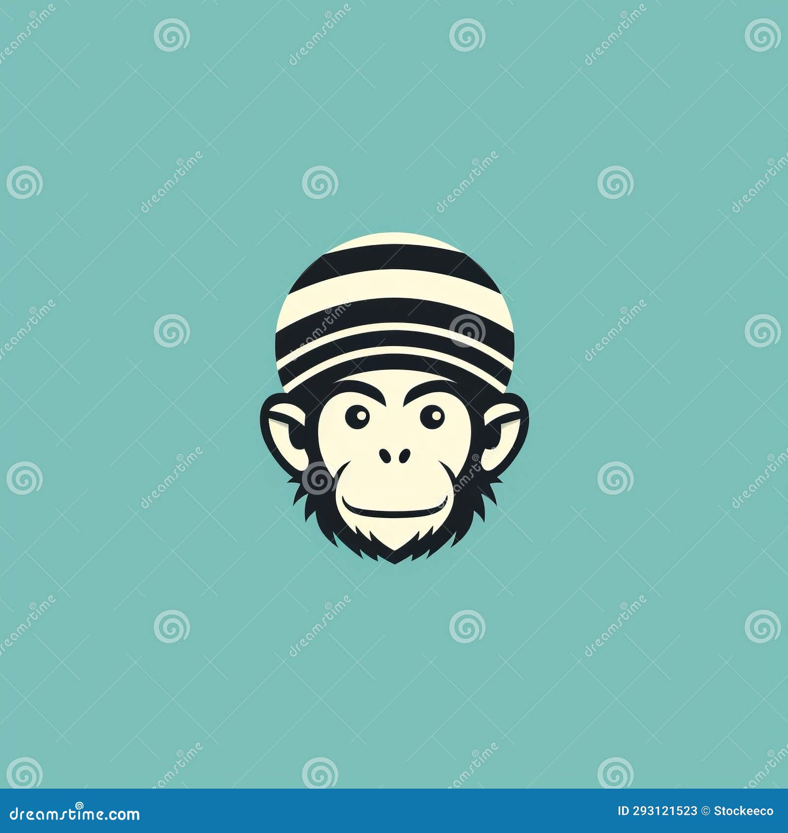 Minimalistic Monkey Logo with Striped Hat Stock Illustration ...