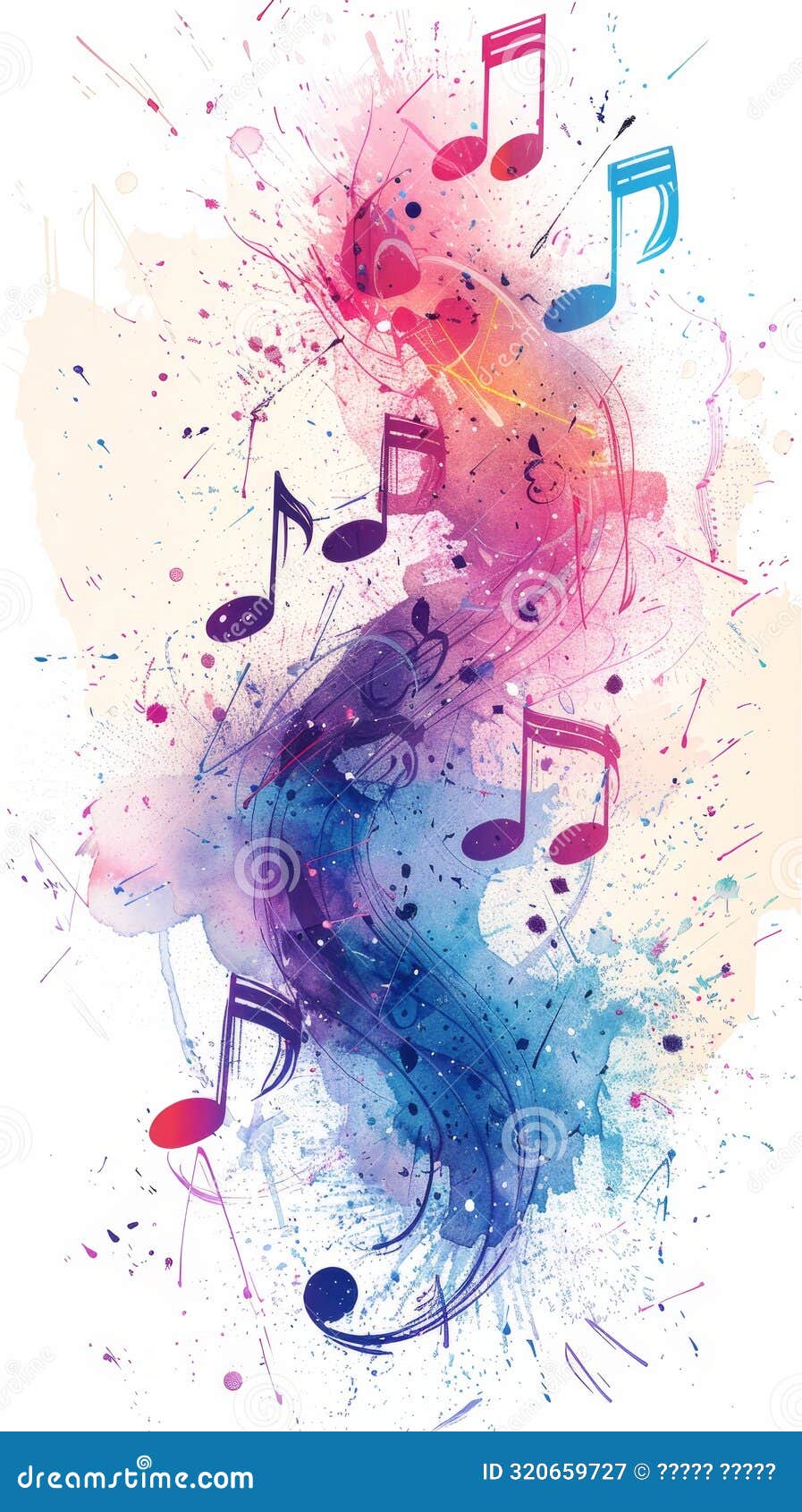 Minimalistic Musical Notes Illustration on White Background, Elegant ...