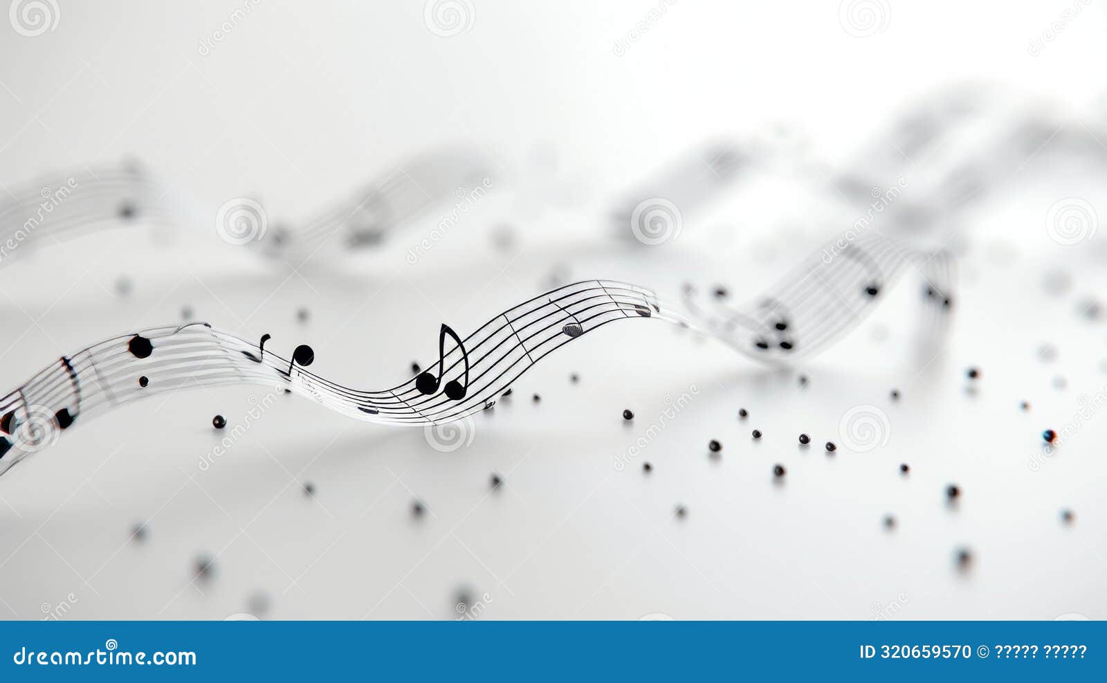 Minimalistic Musical Notes with Melody on Clear Bright White Background ...
