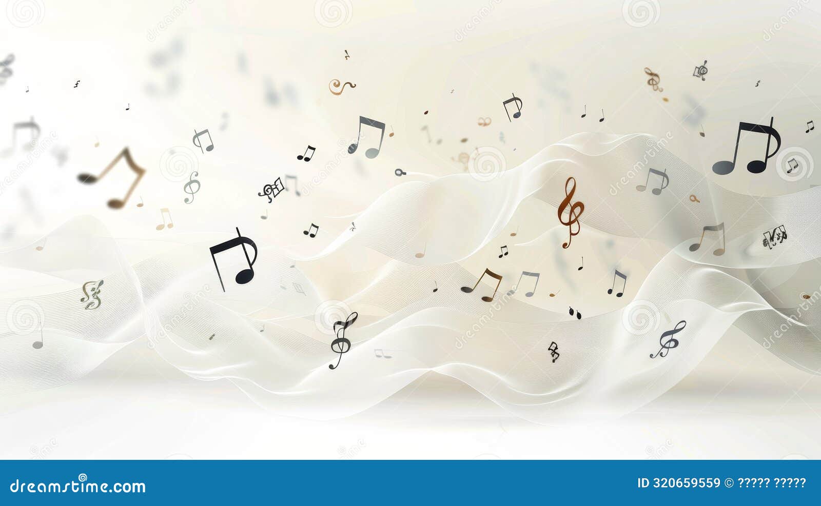 Minimalistic Musical Notes Melody Design on Clean White Background with ...