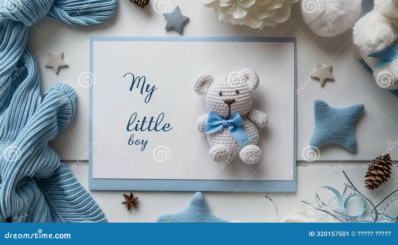 Minimalistic My Little Boy Card with Soft Blue Design on White ...