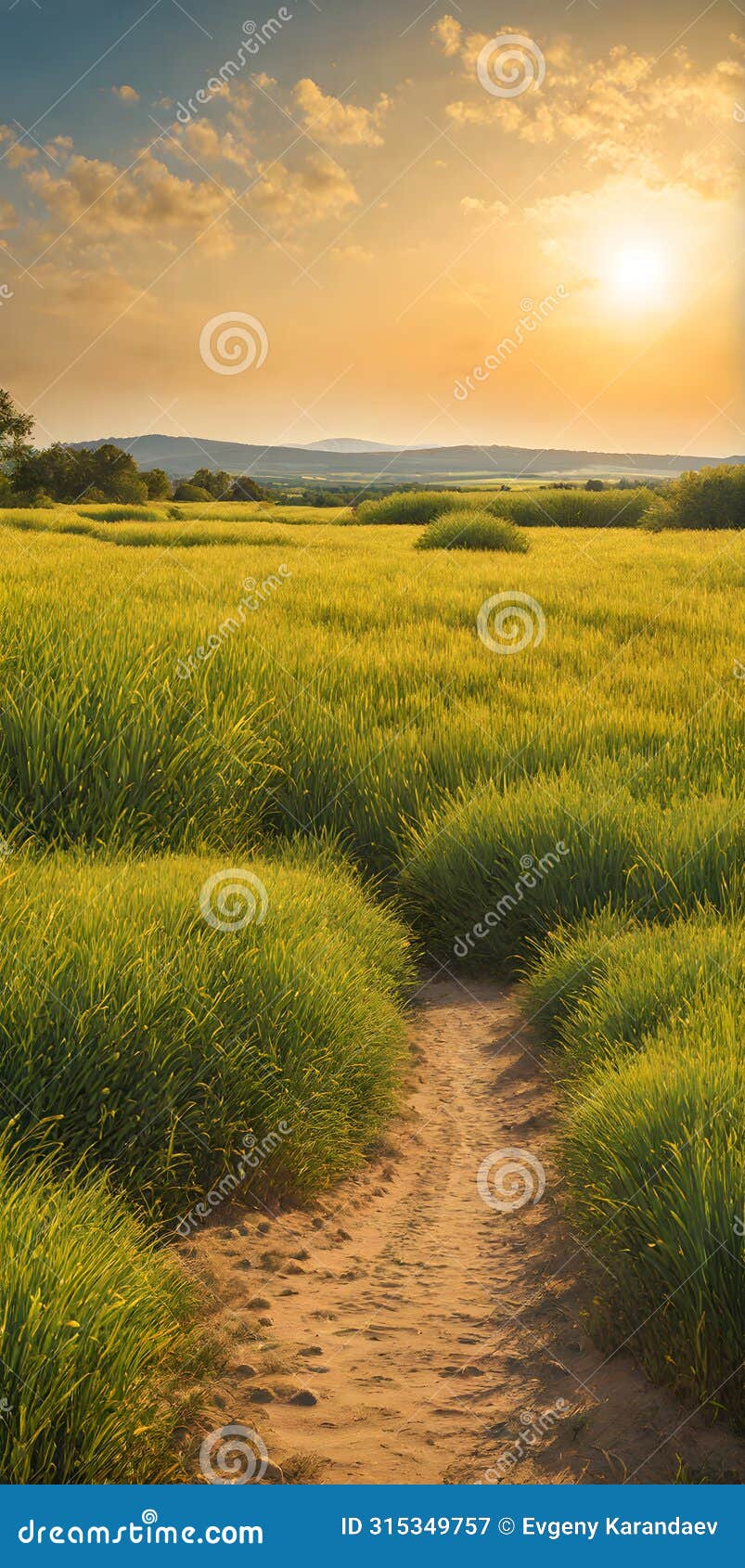 Minimalistic Nature Scene Captured from a Distance, Located in an Open ...