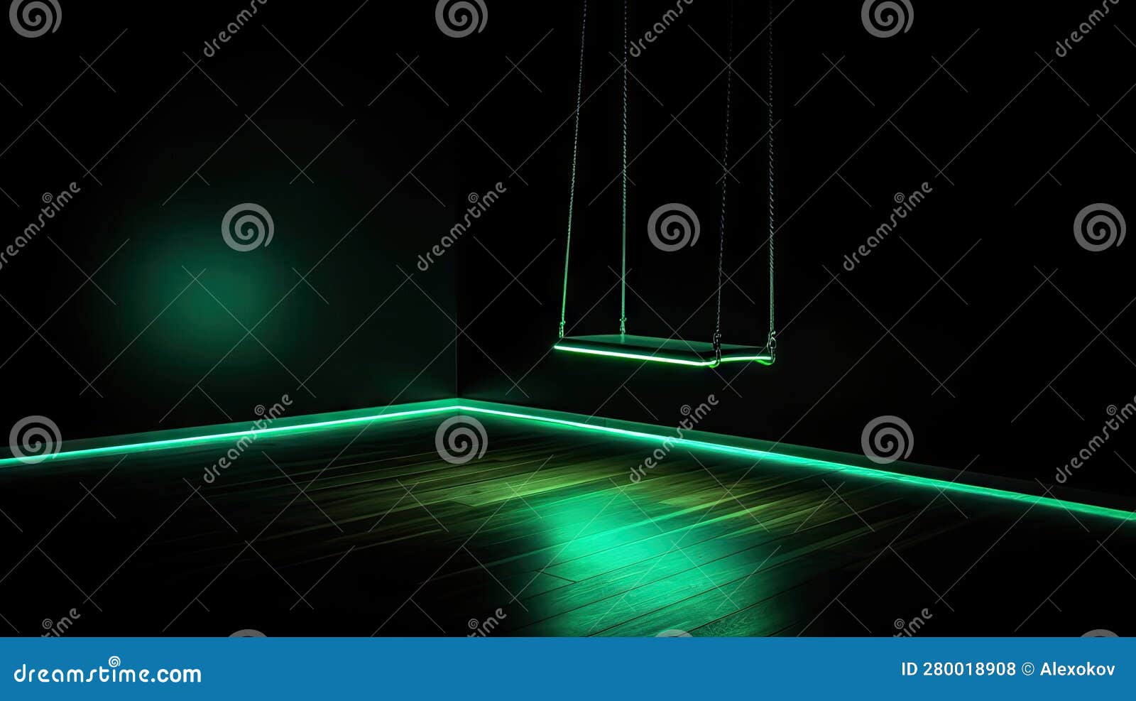 Minimalistic Neon Swing in Dark Room Wallpaper. Stock Illustration ...