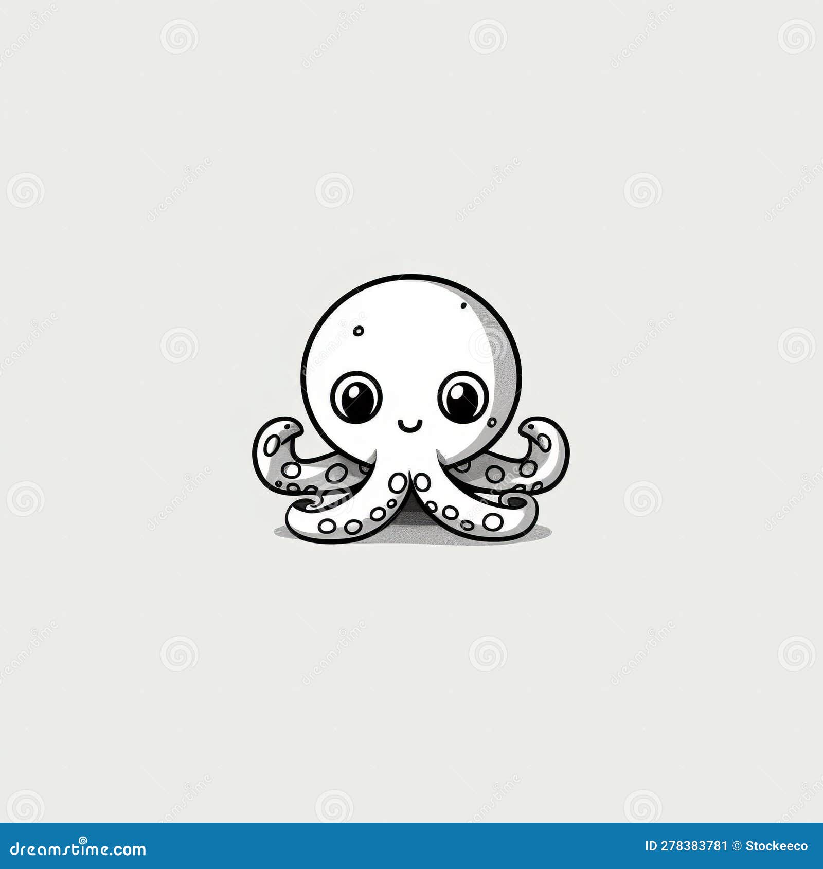 Minimalistic Octopus Cartoon Doodle Stock Image - Image of graphic ...