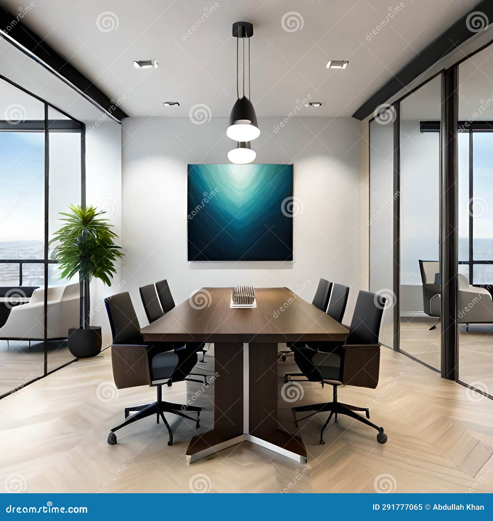 A Minimalistic Office Space with a Striking Piece of Abstract Art As a ...