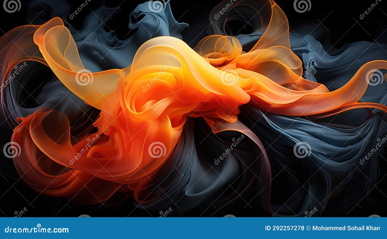 Minimalistic Orange and Black Dense Floating Smoke on Backdrop Stock ...