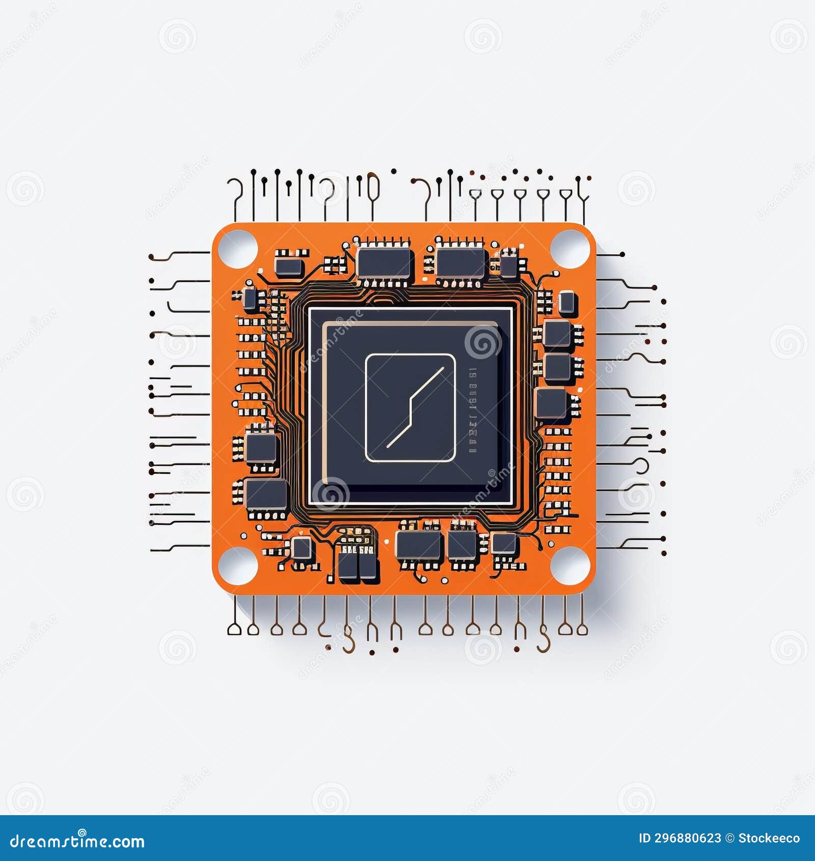 Minimalistic Orange Cpu Chip Design for Internet of Things (iot Stock ...