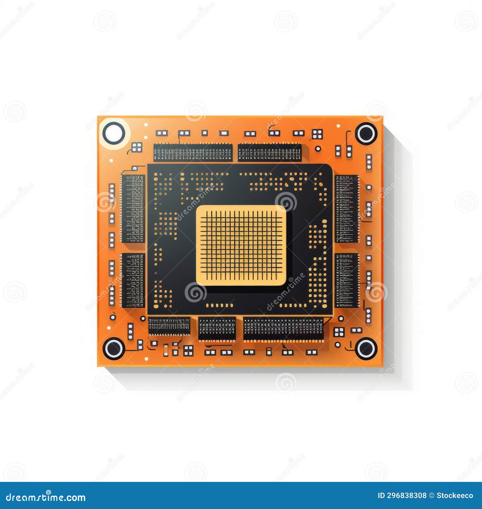 Minimalistic Orange Processor Vector on White Background Stock ...