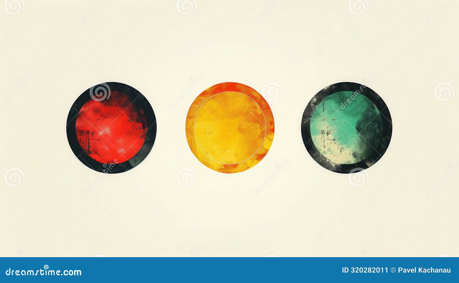 Minimalistic Painting of Three Traffic Lights on White Background Stock ...