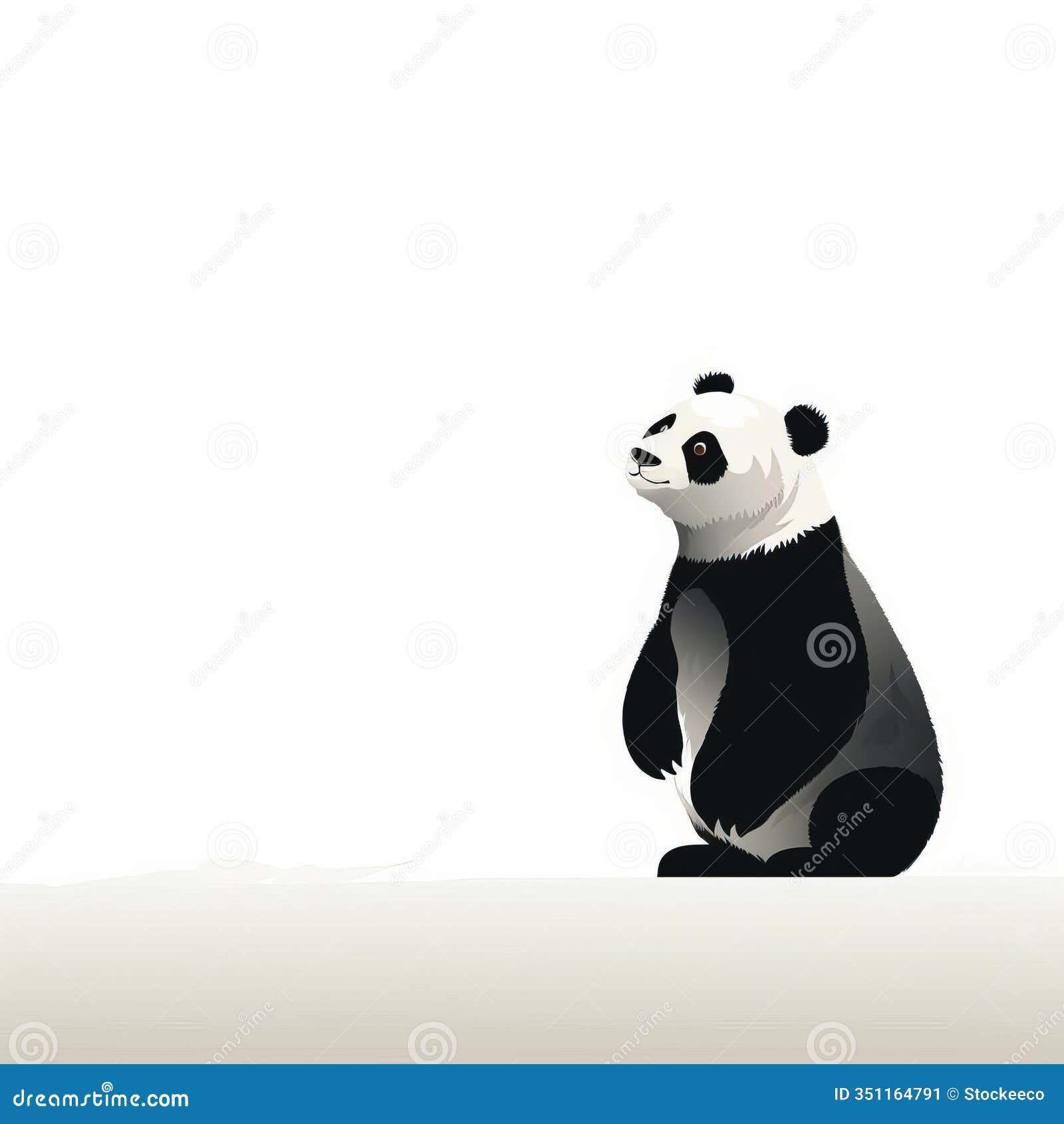 Minimalistic Panda Asking for Food on White Background Vector Art Stock ...