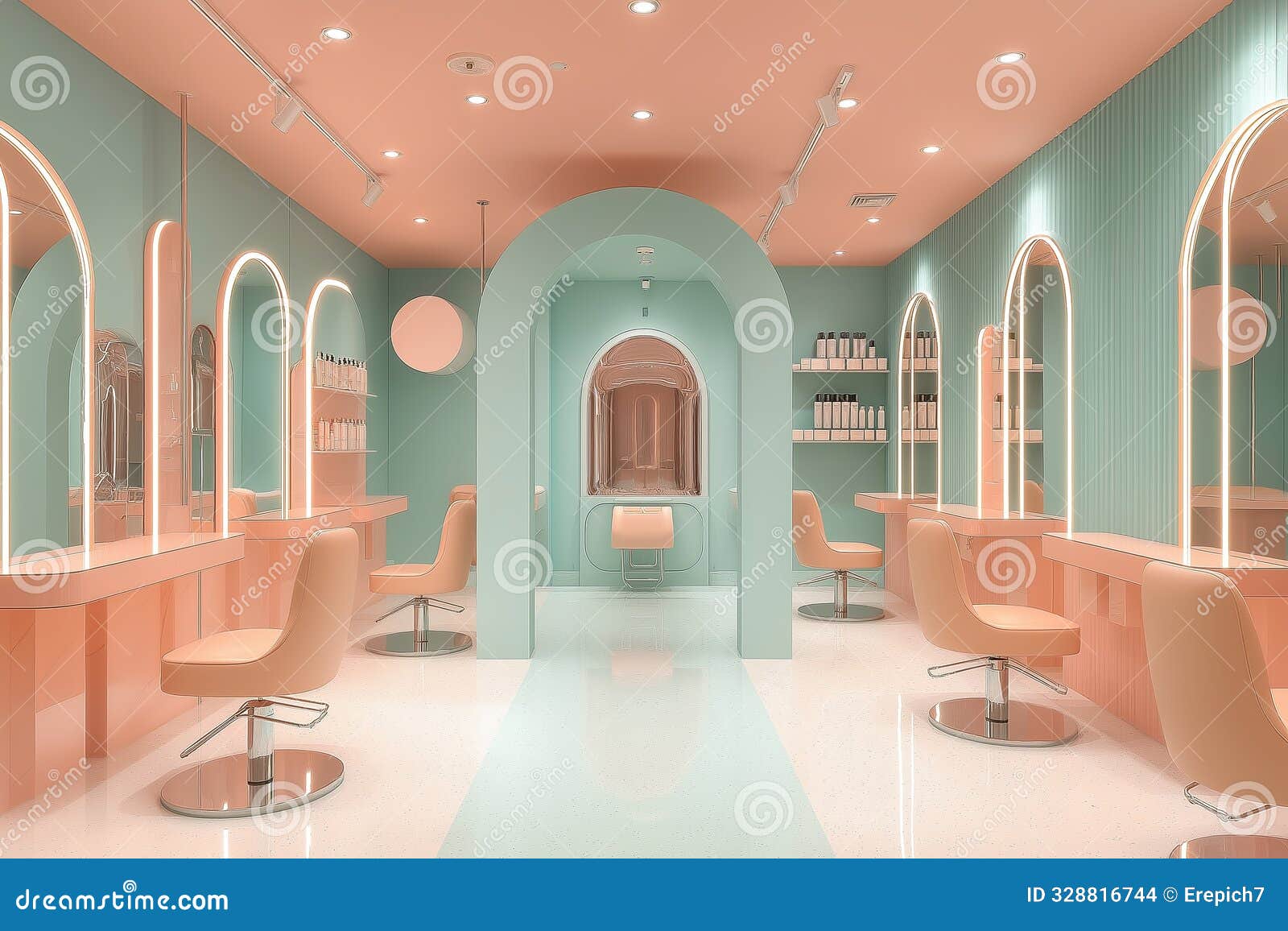 Minimalistic Paste Beauty Salon Interior Stock Photo - Image of ...