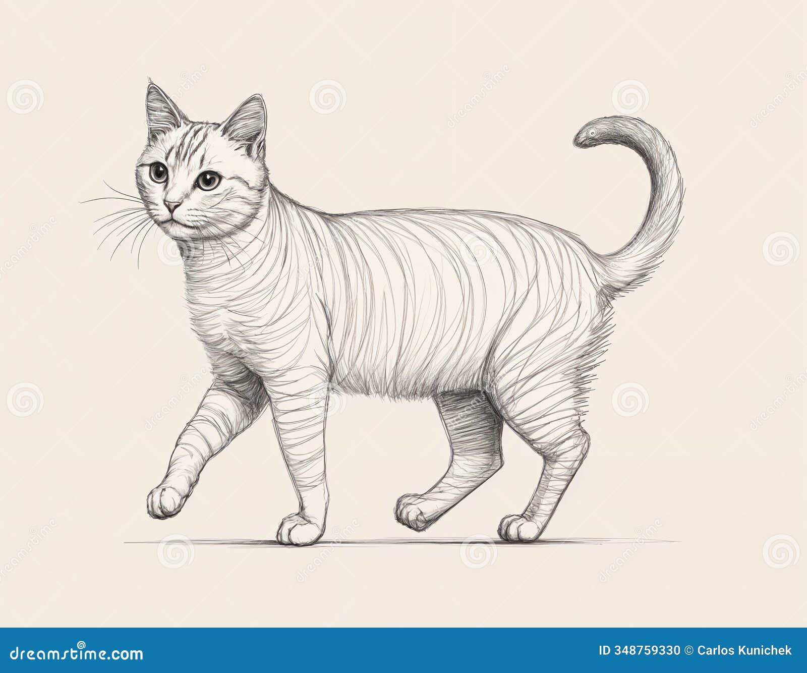 A Minimalistic Pencil Sketch of a Cat, Made Using Quick, Deliberate ...