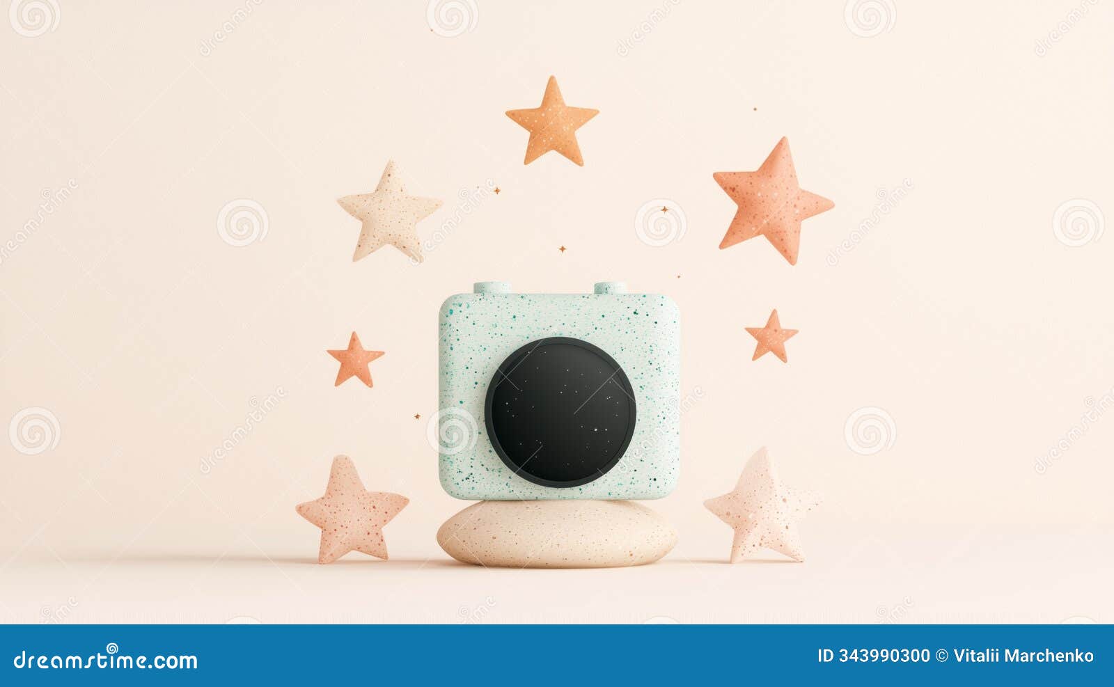 Minimalistic Polaroid Camera Illustration with Star Elements for ...