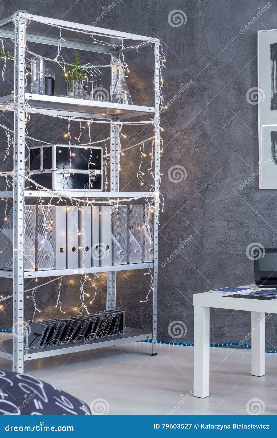 Minimalistic Rack in Grey Room Interior Stock Image - Image of style ...