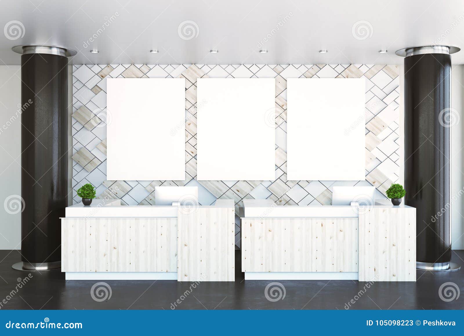 Minimalistic Reception with Empty Banner Stock Illustration ...