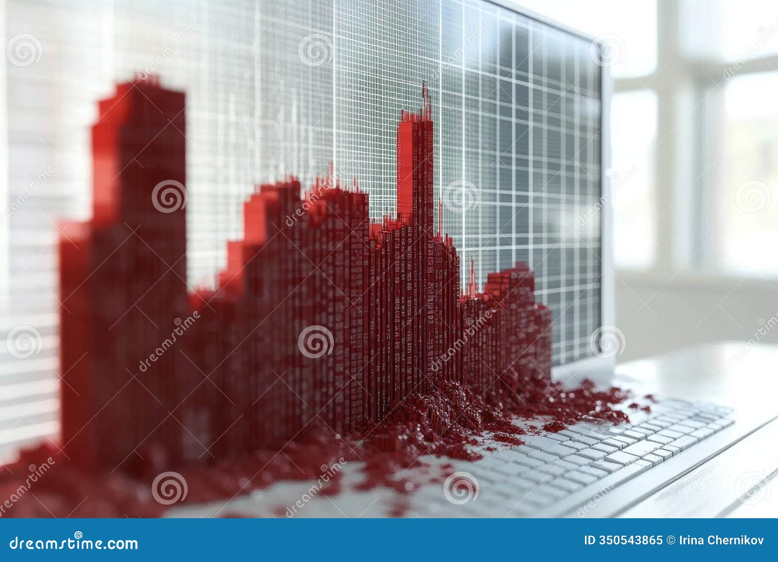 Minimalistic Red Downward Graph on Laptop Keyboard - Modern Data ...