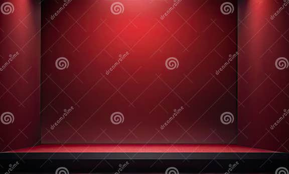 Minimalistic Red Stage with Evenly Distributed Lighting Stock ...