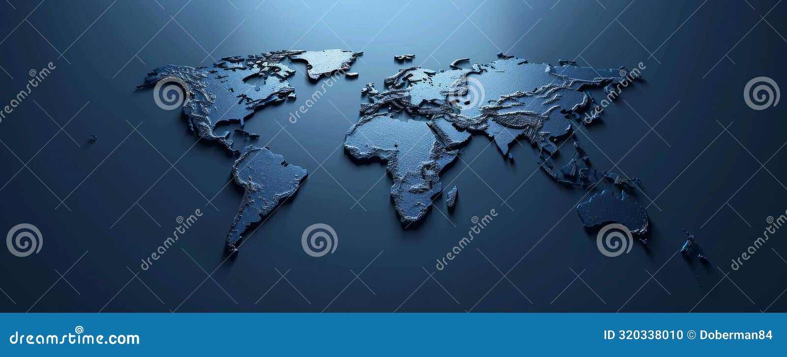 Minimalistic Dark Blue World Map with Textured Continents on a Dark ...