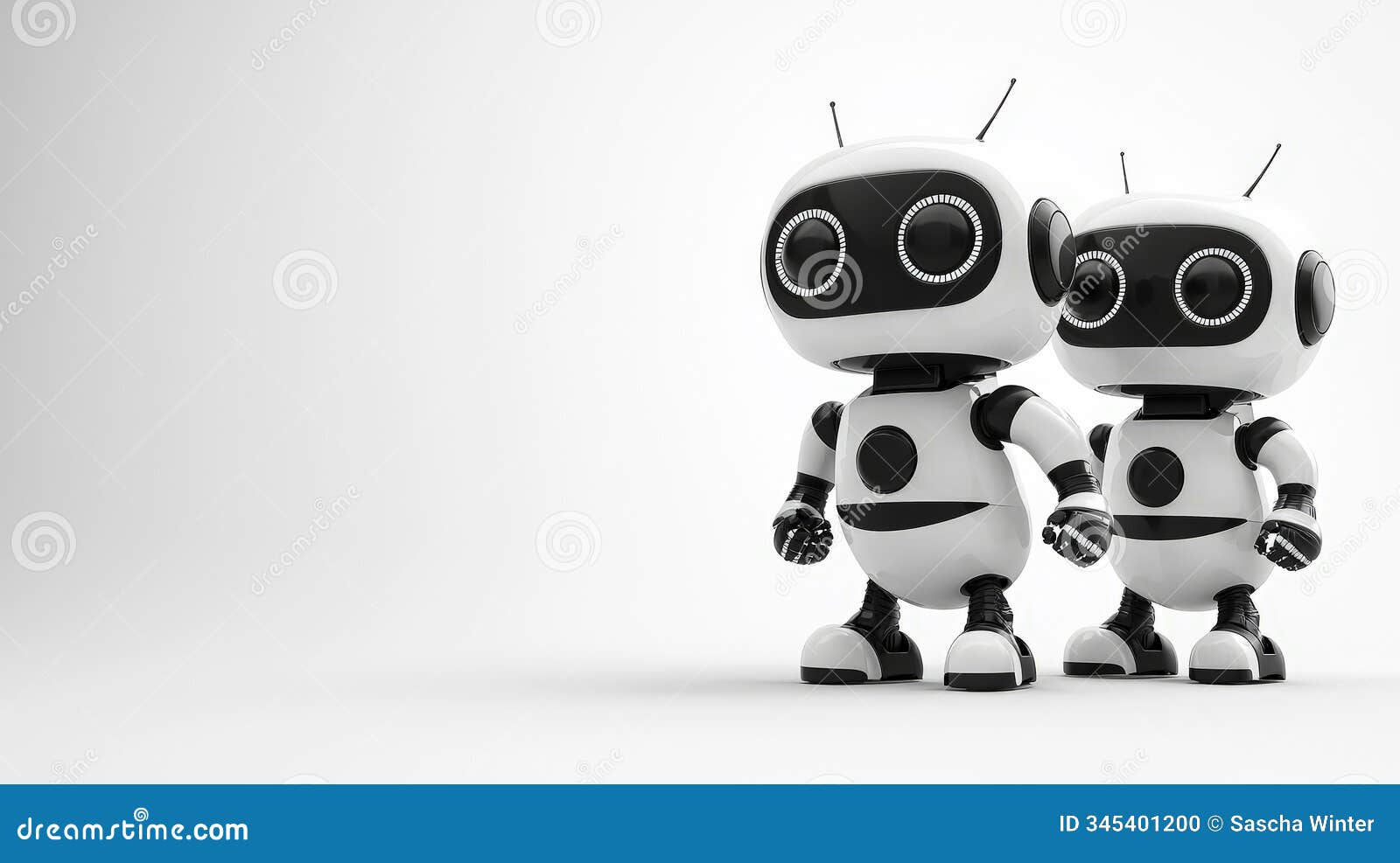 Minimalistic Robot With TV Screen And Antenna On Wheels Vector ...