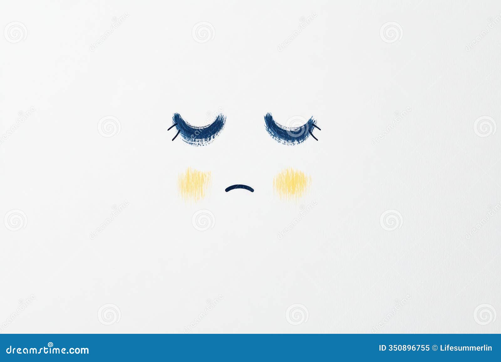 Minimalistic Sad Face Emoji on Yellow Shelf with Matching Background ...